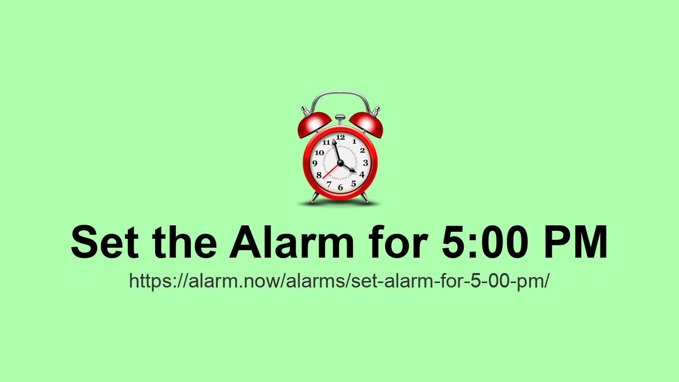 Set Alarm for 5:00 PM | Alarm.now